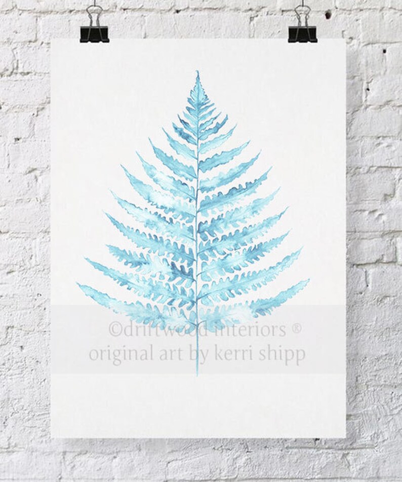 Set of 3 Watercolor Fern Prints Blue Fern Prints Giclee Art - Etsy ...
