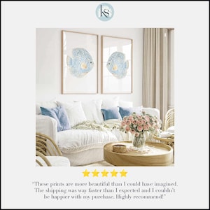 Blue Abstract Fish Watercolor Wall Art Set of 2 Prints Discus Fish ...