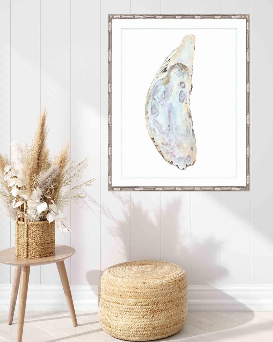 Oyster Wall Art Print Watercolor Shell Minimalist Beach House Decor ...