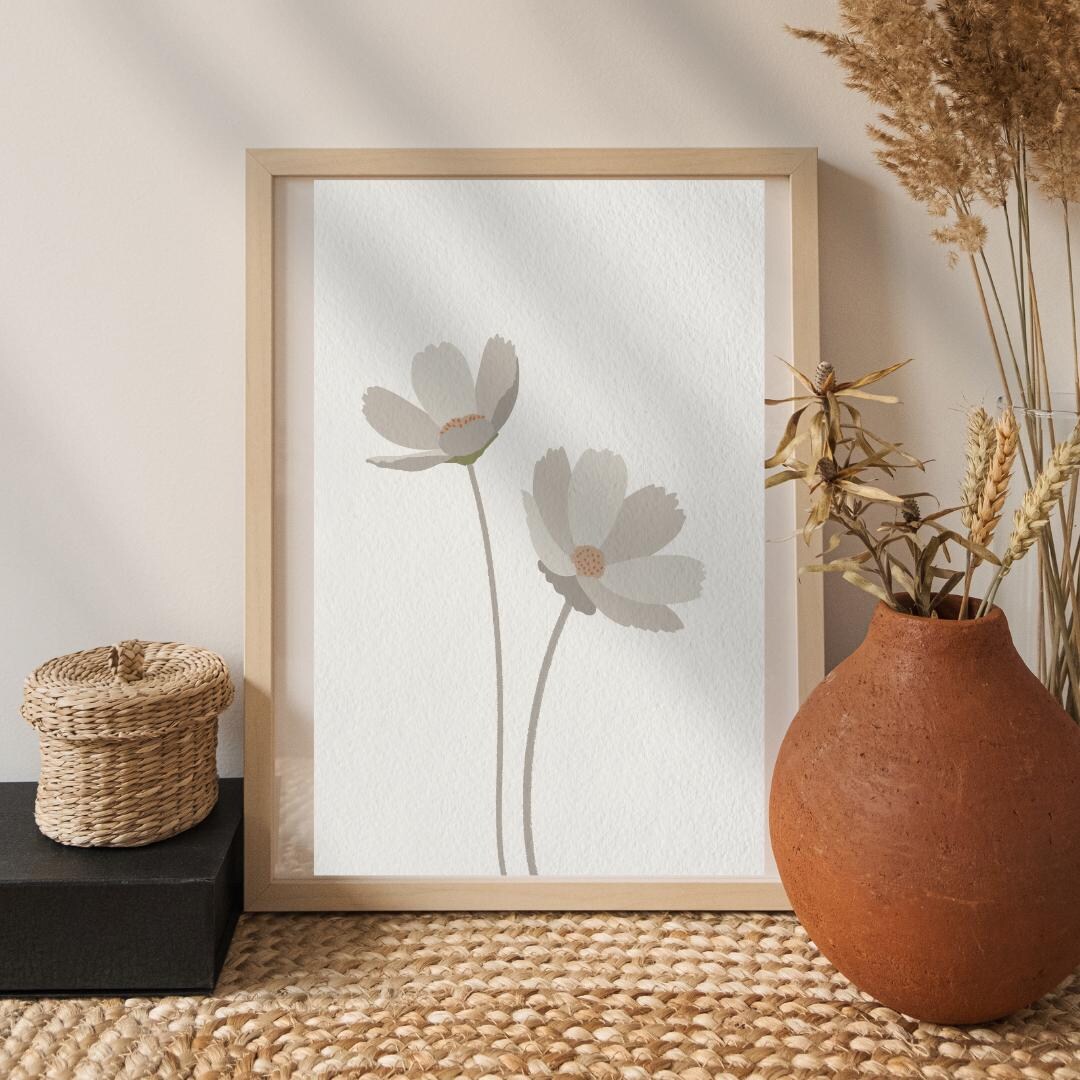 Cosmos II Floral Wall Art – Soft Neutral Botanical Printable ...