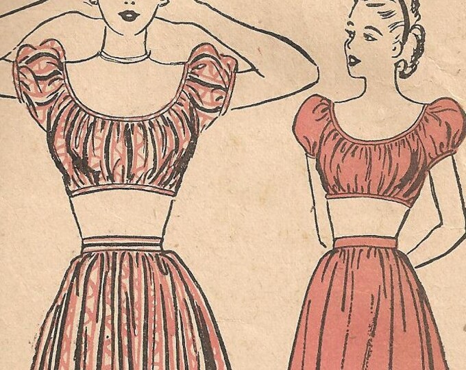 1940s Sewing Pattern Puff Sleeve Gypsy Bodice Blouse Bloomers - Etsy