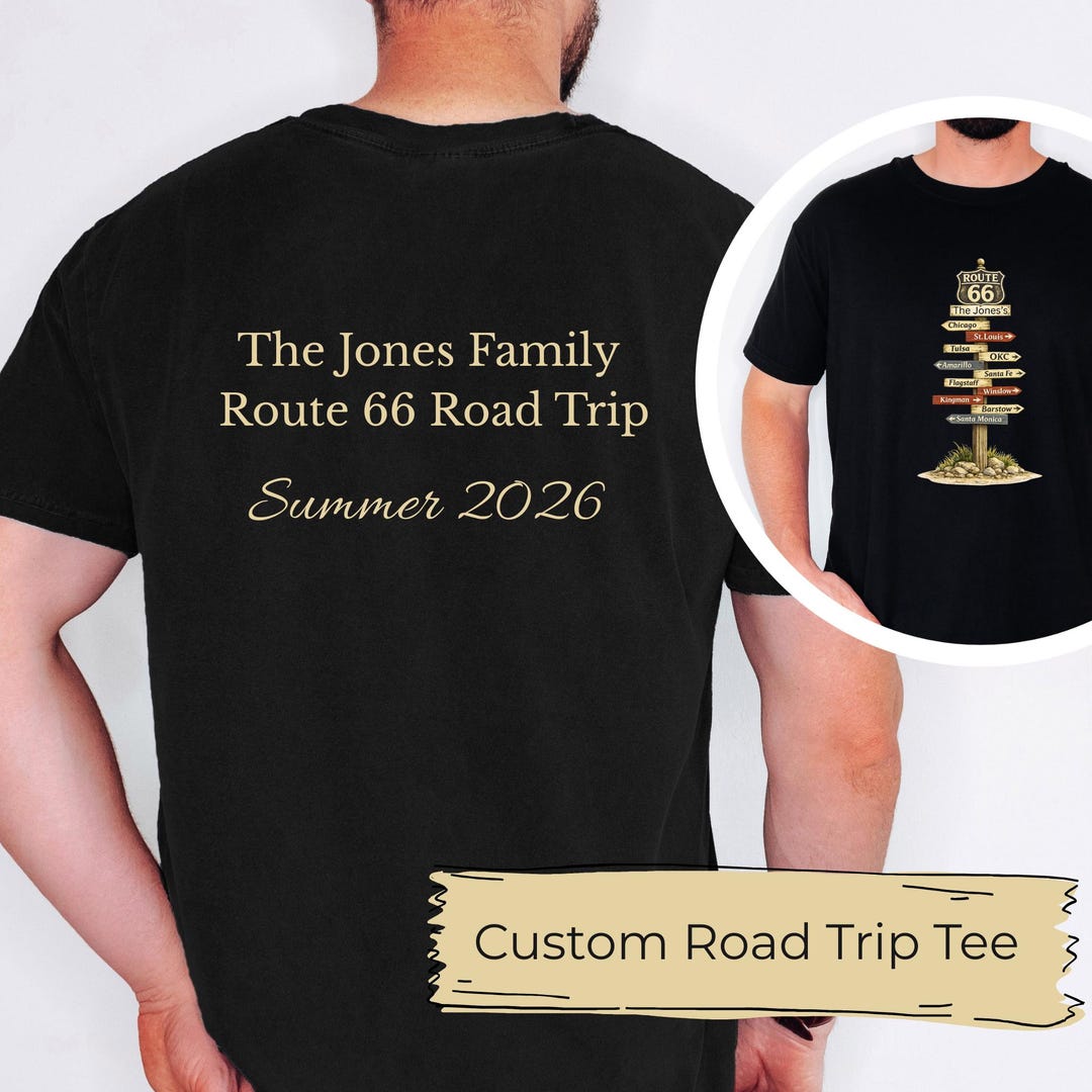 Custom Road Trip Tee Route 66 Tee Signpost Road Trip T-shirt ...