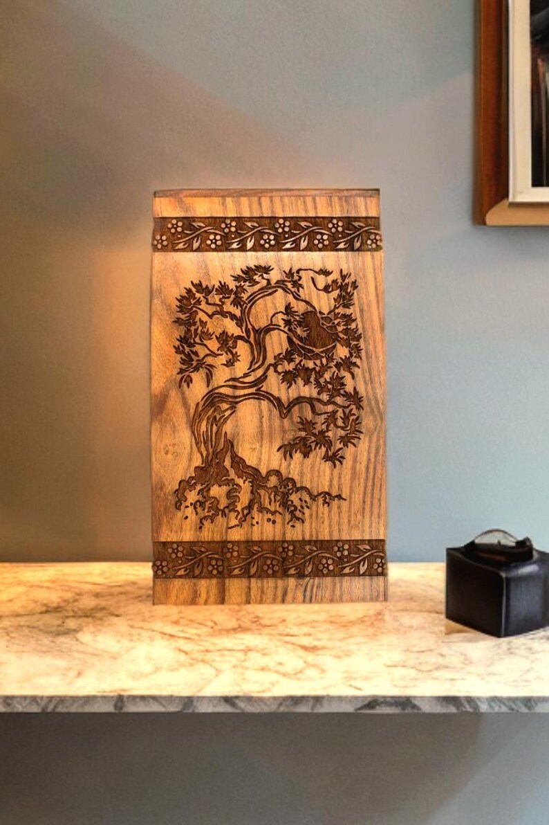 Sheesham Wood Cremation Urn: Tree of Life Memorial Box - Etsy