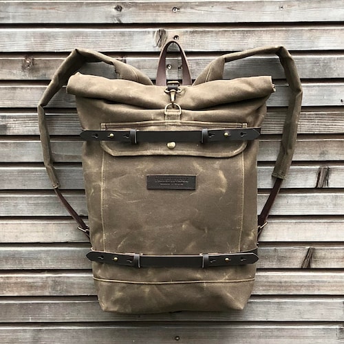 Waxed Canvas Rucksack / Waterproof Backpack With Roll up Top - Etsy