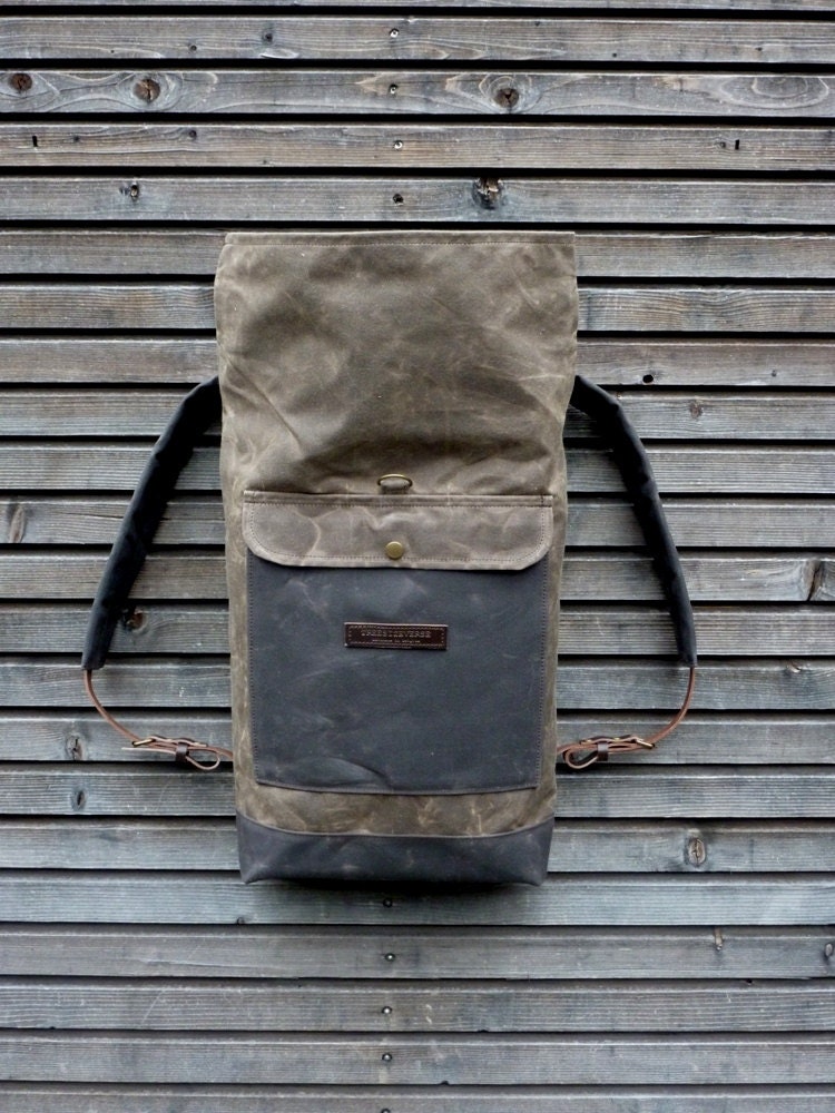 Waxed Canvas Rucksack / Waterproof Backpack With Roll up Top - Etsy
