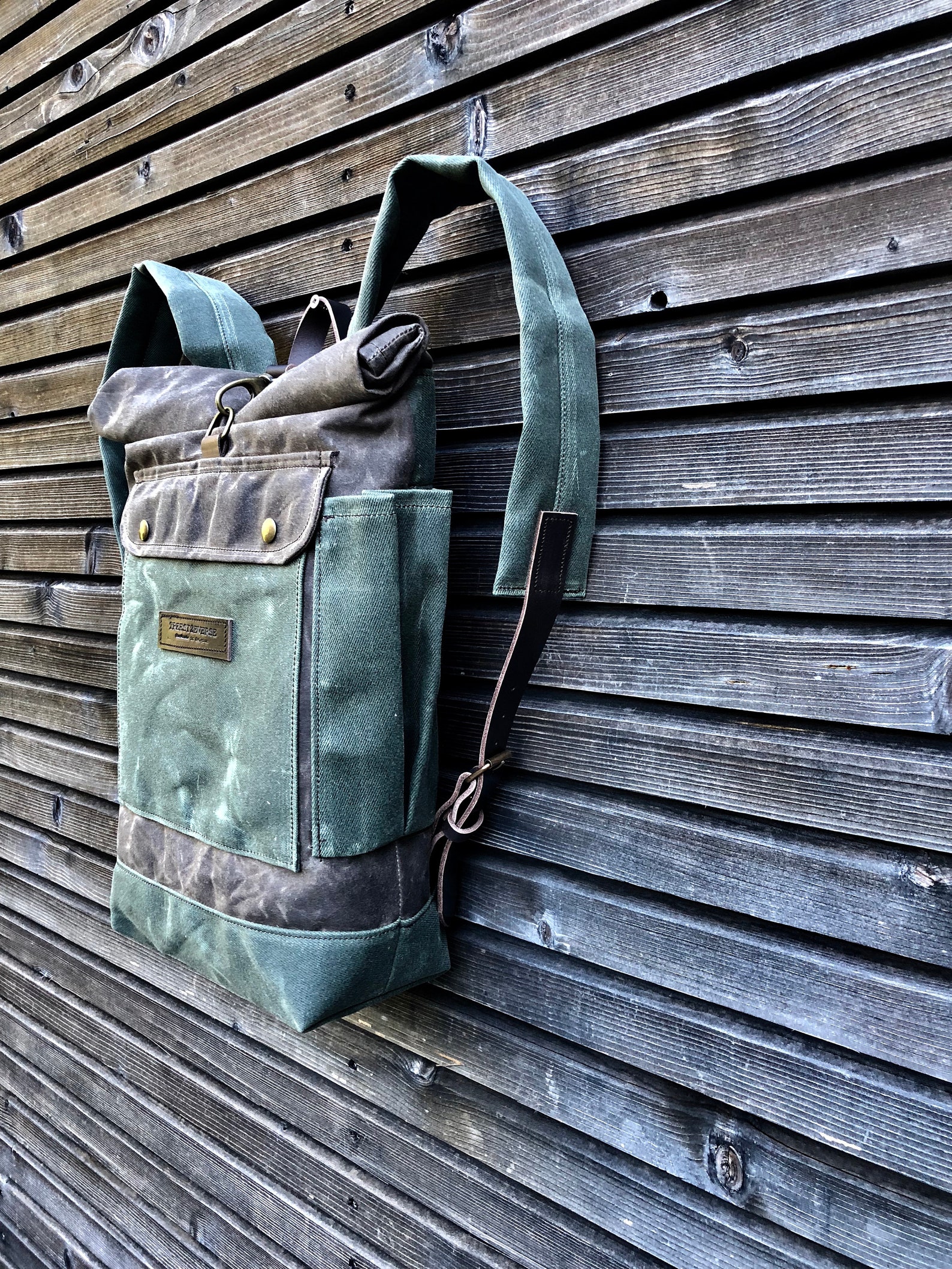 Waxed Canvas Rucksack / Waterproof Backpack With Roll up Top - Etsy UK