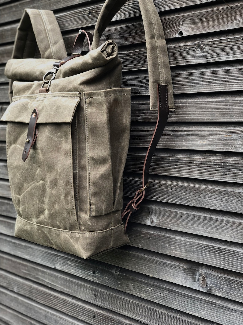 School Backpack in Waxed Canvas / Waterproof Backpack With - Etsy