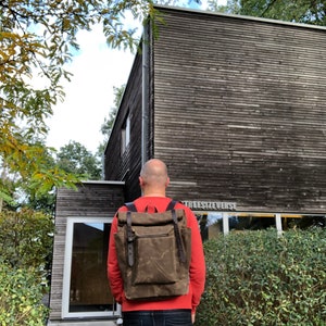 Outdoor Waxed Canvas Backpack in Field Tan With Roll to Close Top and ...