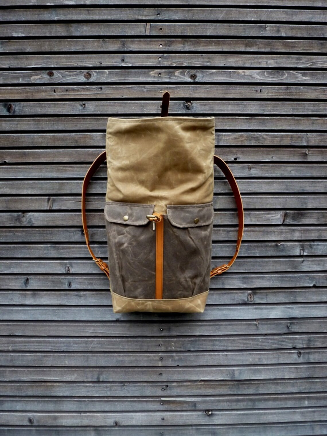 Waxed Canvas Backpack With Roll to Close Top and Vegetable - Etsy