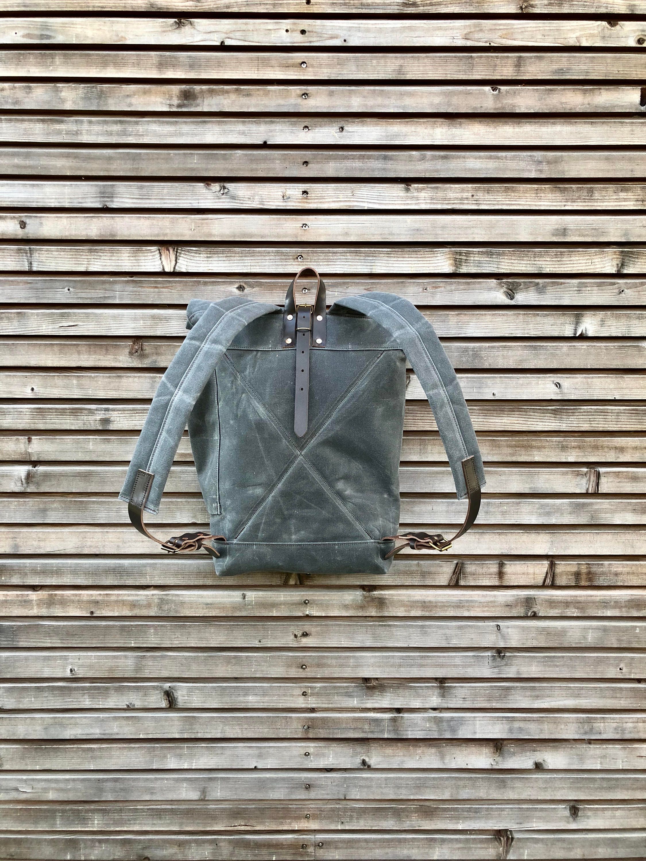 Grey Waxed Canvas Rucksack / Waterproof Backpack With Roll up - Etsy