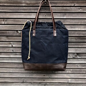 Draw String Closure Large Tote Bag in Waxed Canvas - Etsy