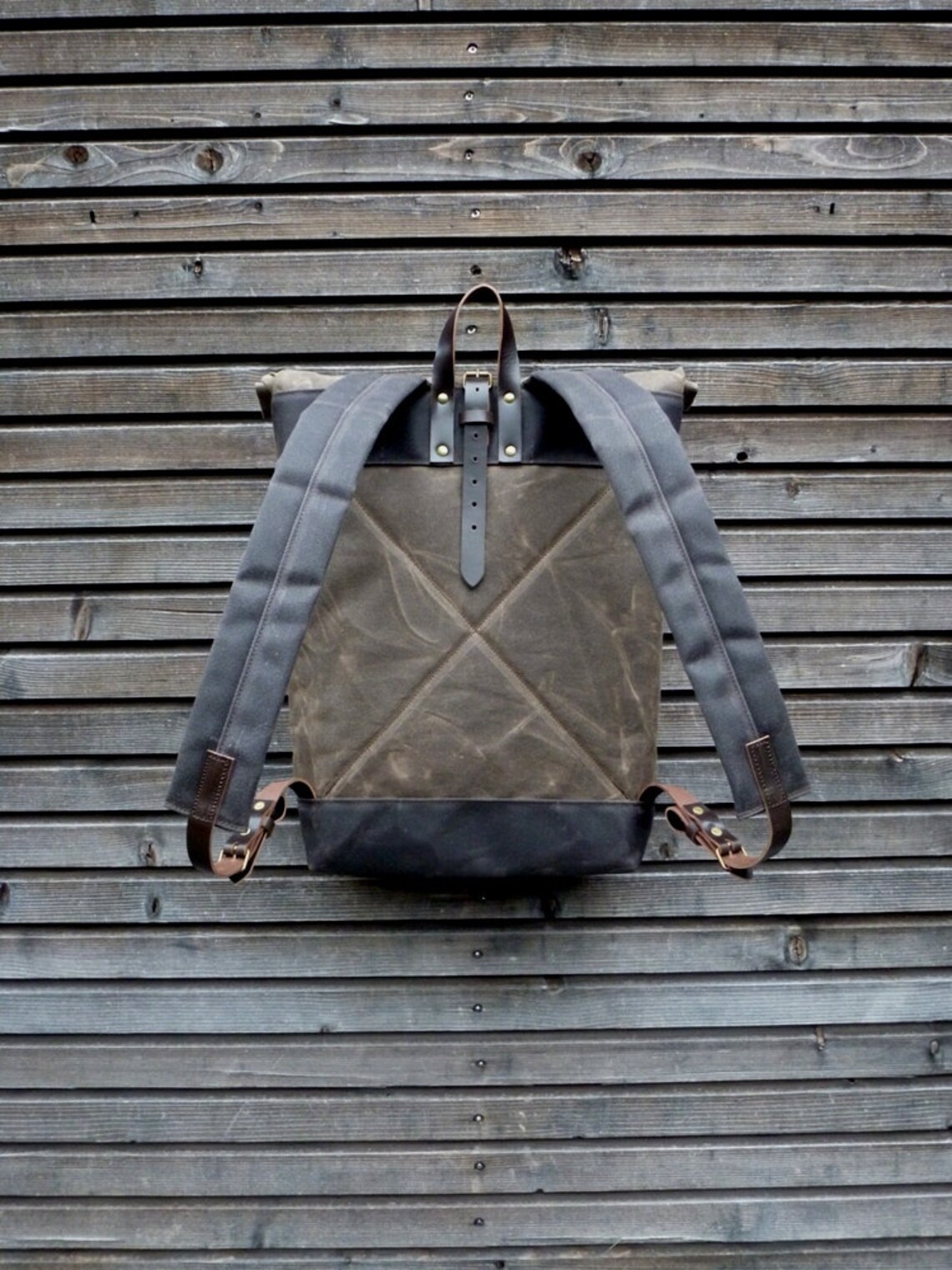 Waxed Canvas Rucksack / Waterproof Backpack With Roll up Top - Etsy