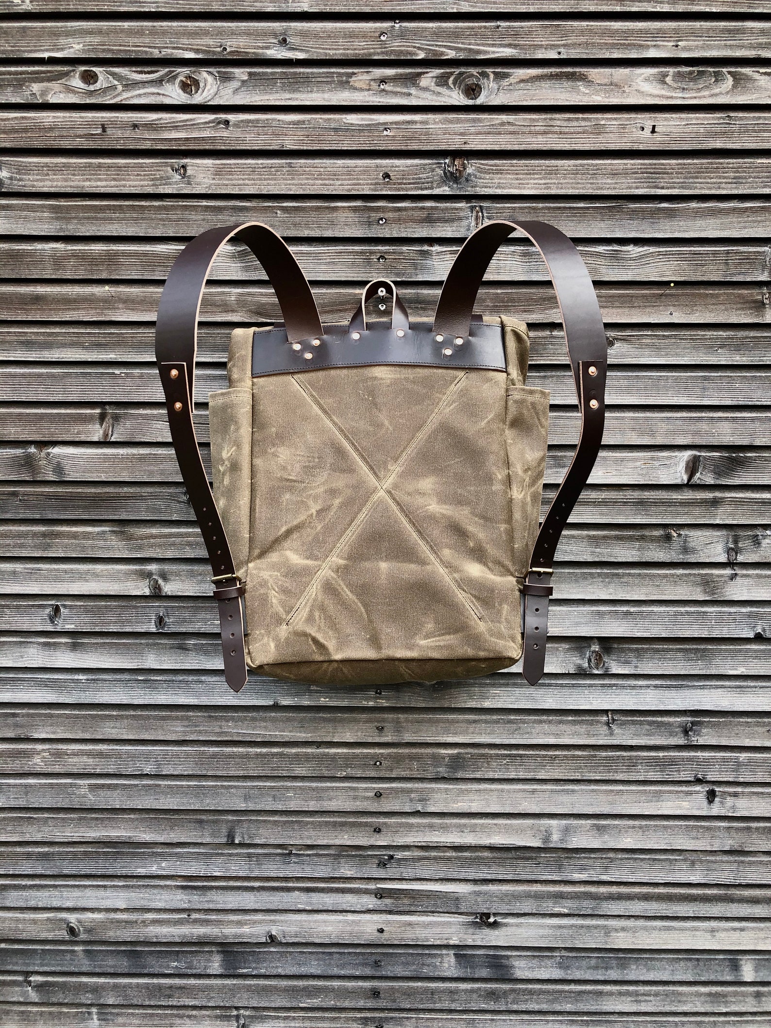 Outdoor Waxed Canvas Backpack in Field Tan With Roll to Close - Etsy
