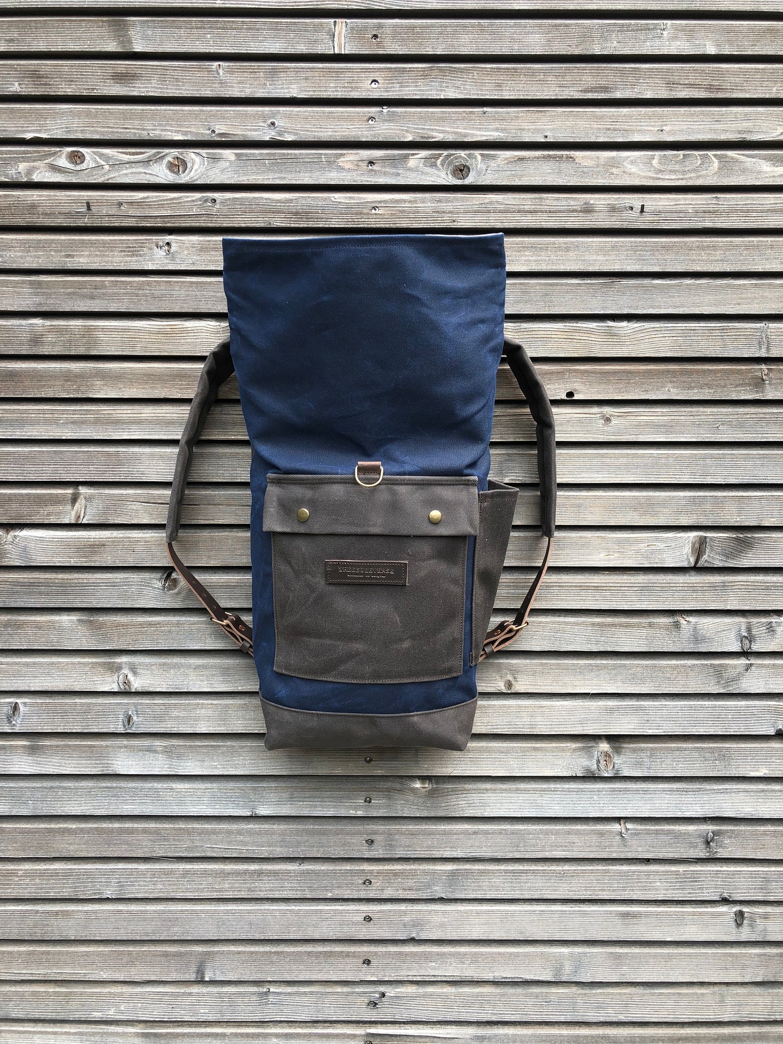 Blue Waterproof Waxed Canvas Backpack Medium Size With Padded - Etsy