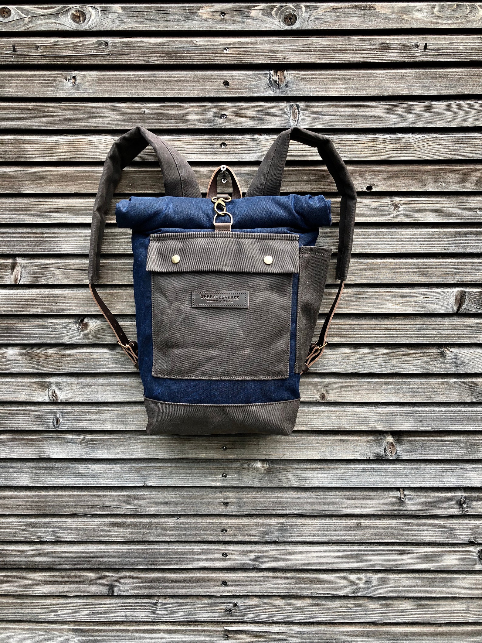 Blue Waterproof Waxed Canvas Backpack Medium Size With Padded - Etsy
