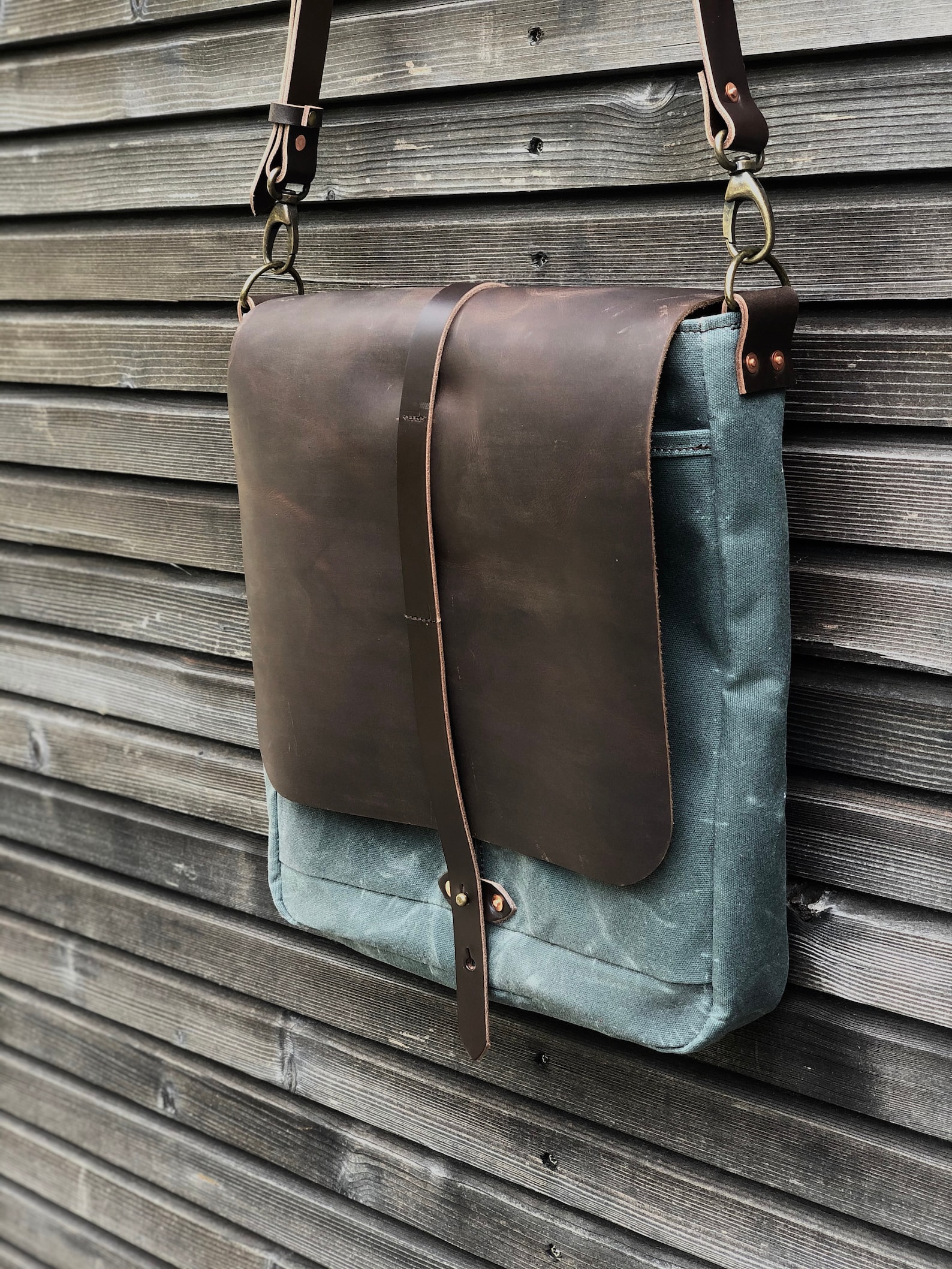 Man Bag / Mens Shoulder Bag Made in Waxed Canvas With Hand | Etsy