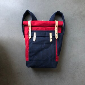 Red Waxed Canvas Leather Backpack Medium Size / Outdoor Backpack ...