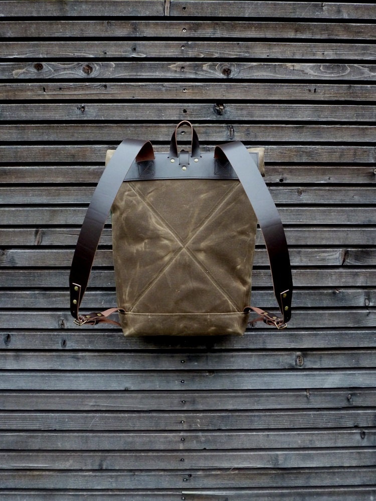 Waxed Canvas Backpack With Roll to Close Top and Vegetable - Etsy