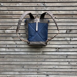 Blue Waterproof Waxed Canvas Backpack Medium Size With Padded Shoulder ...