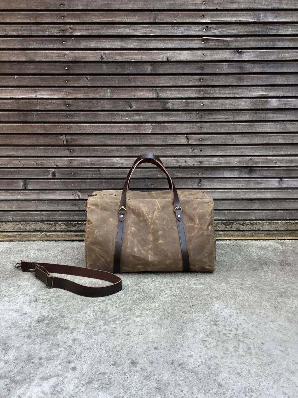 Waxed Canvas Weekend Bag / Weekender / Duffle Bag / Gym Bag - Etsy