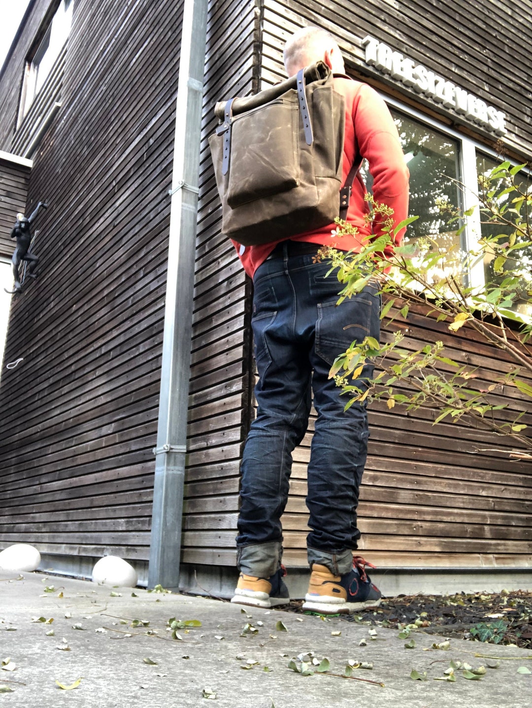 Outdoor Waxed Canvas Backpack in Field Tan With Roll to Close Top and ...