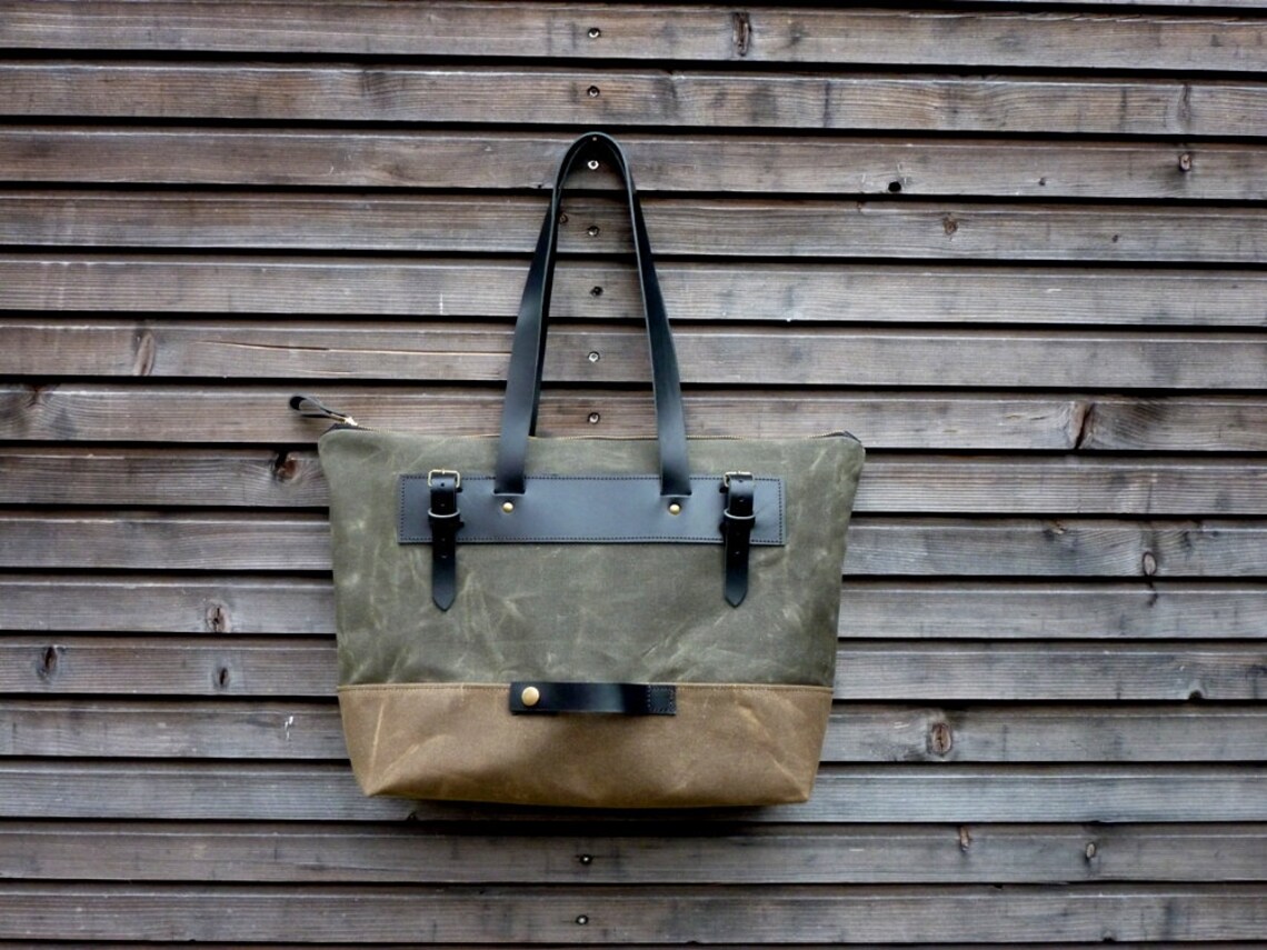 Waxed Canvas Pannier / Bicycle Bag With Zipper Closure / Tote - Etsy