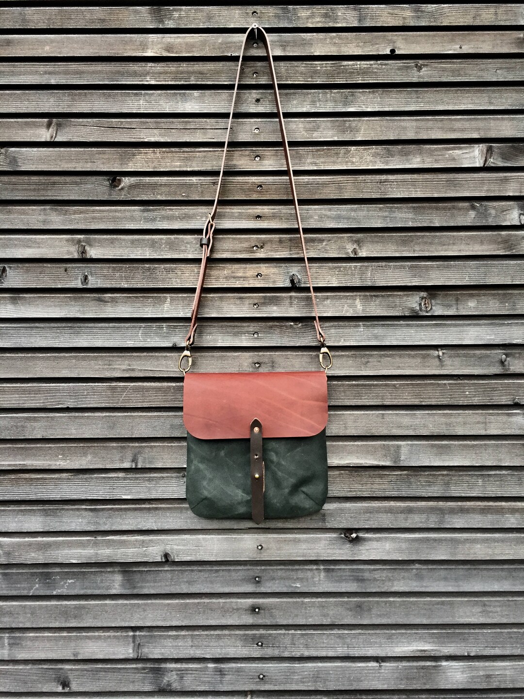 Satchel in Waxed Canvas Day Bag Small Messenger Bag Musette COLLECTION ...