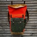 Orange Waxed Canvas Leather Backpack Medium Size / Commuter - Etsy