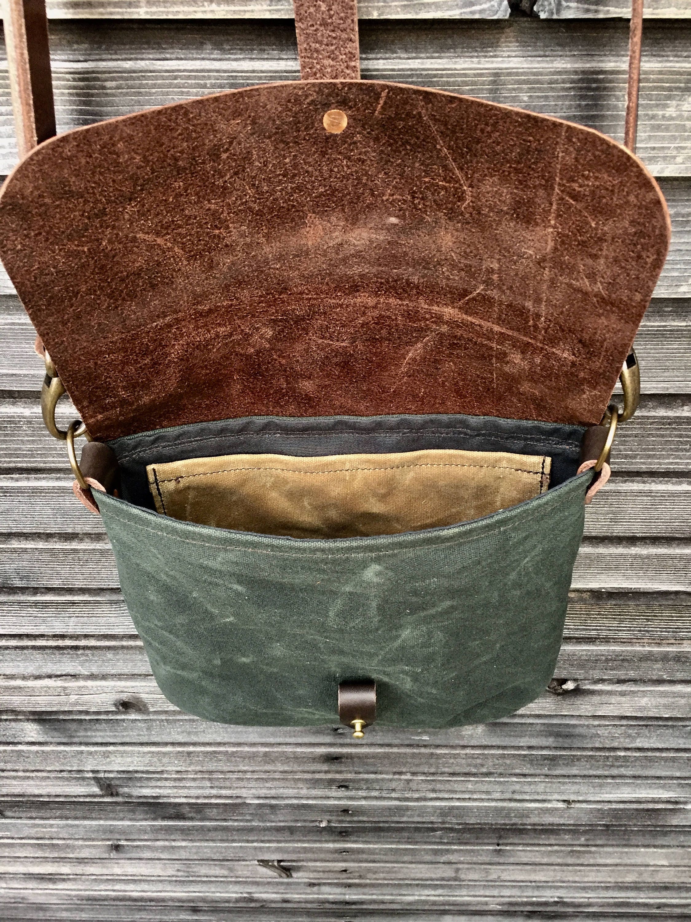 Satchel in Waxed Canvas Day Bag Small Messenger Bag Musette COLLECTION ...