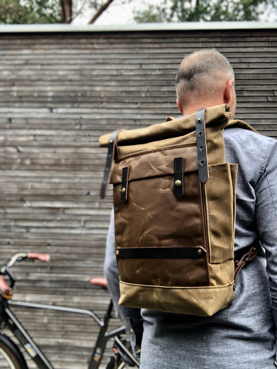 Convertible Backpack Into Bike Pannier / Bicycle Bag in Waxed Canvas ...