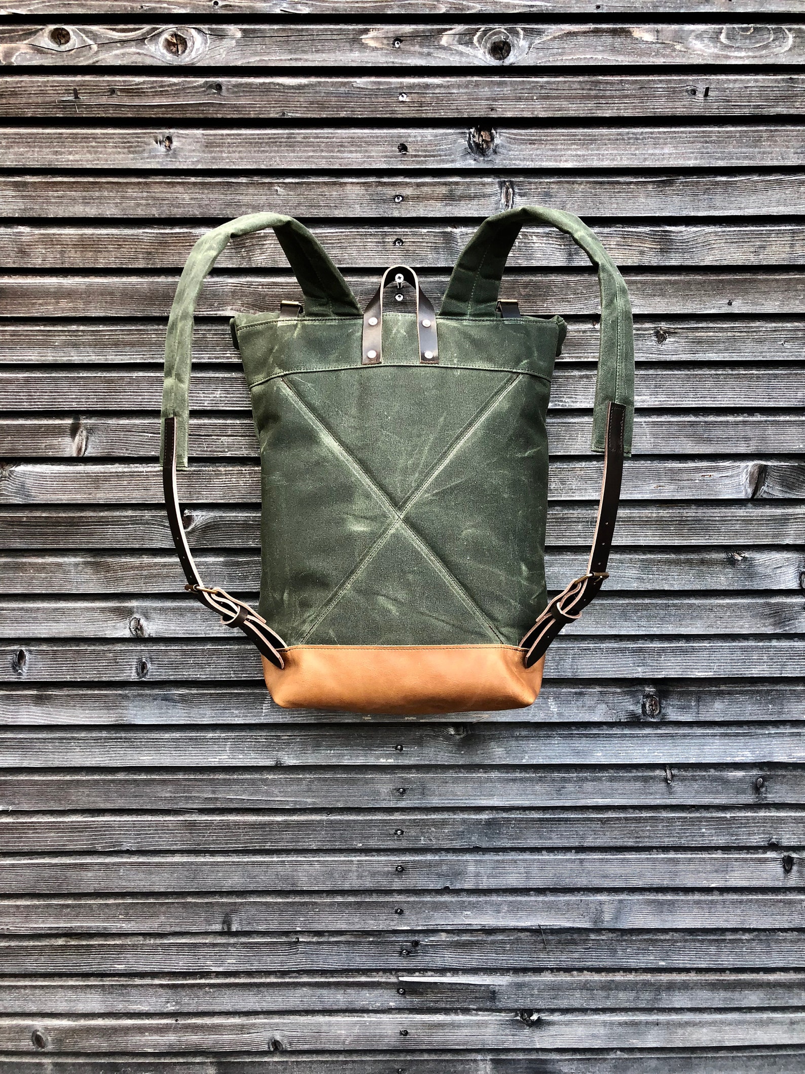 Waxed Canvas Rucksack/backpack With Roll up Top and Oiled - Etsy