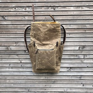 Outdoor Waxed Canvas Backpack in Field Tan With Roll to Close Top and ...