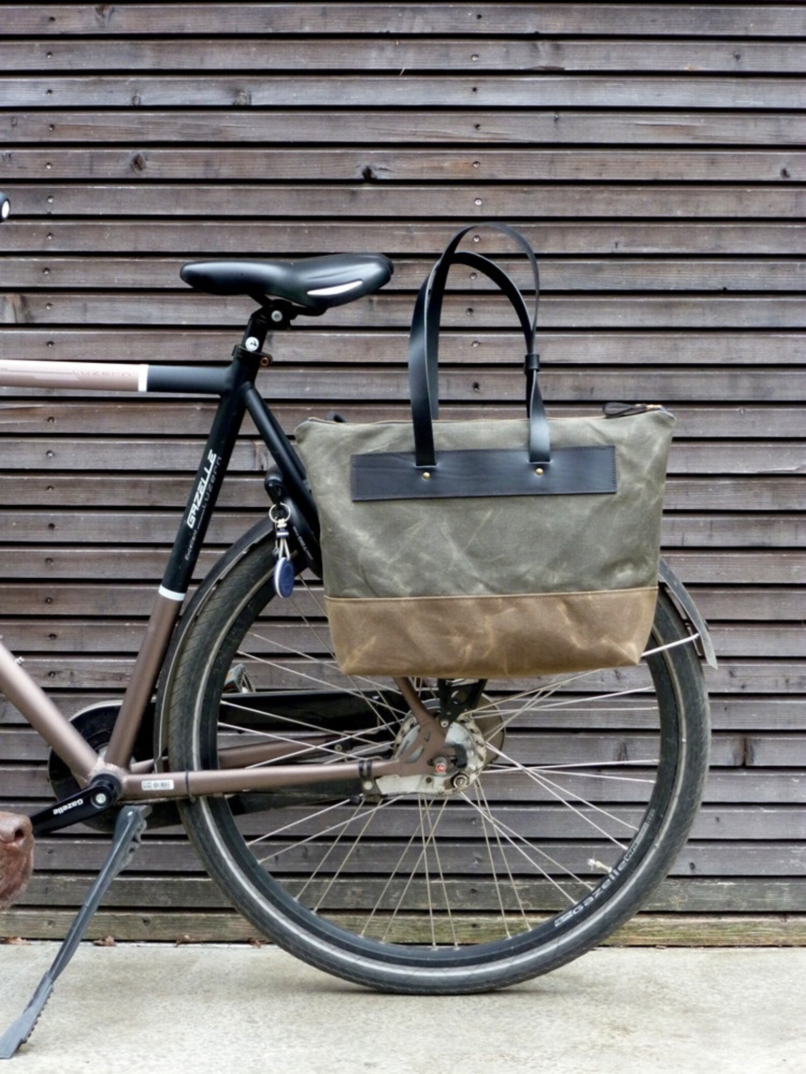 Waxed Canvas Pannier / Bicycle Bag With Zipper Closure / Tote - Etsy