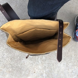 Outdoor Waxed Canvas Backpack in Field Tan With Roll to Close Top and ...