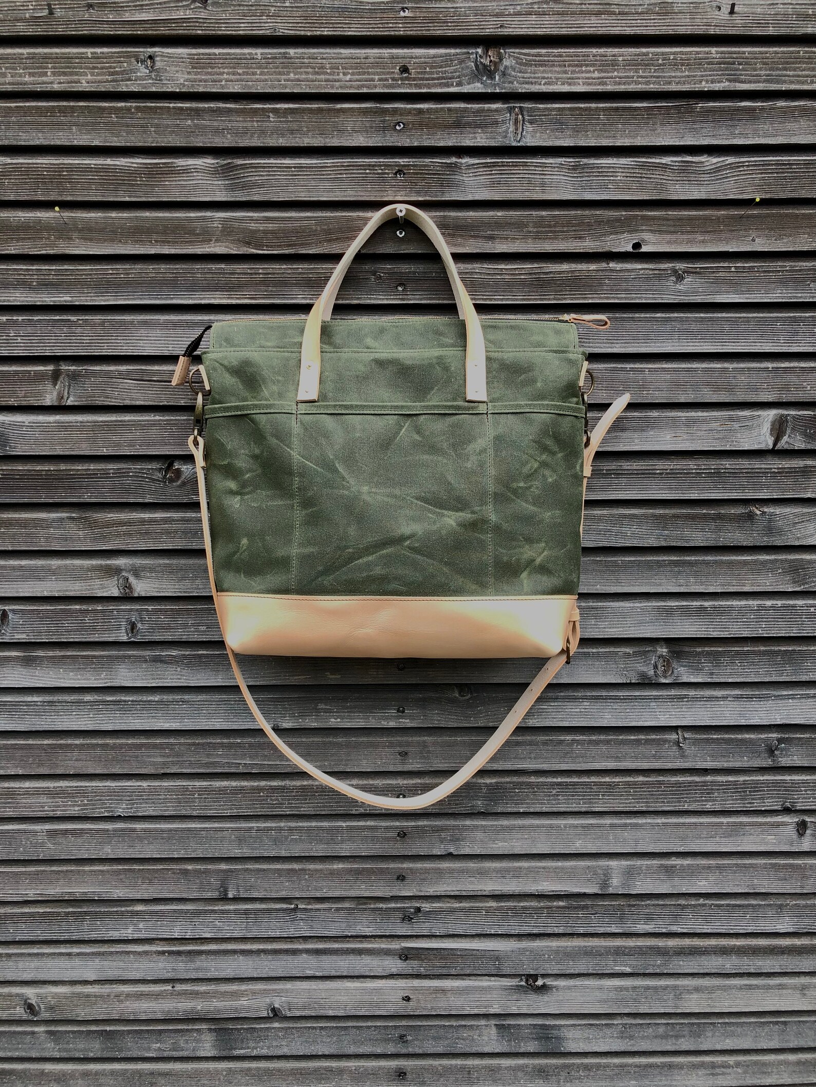 Sac fourre-tout en toile cirée vert olive / sac de bureau avec - Etsy ...