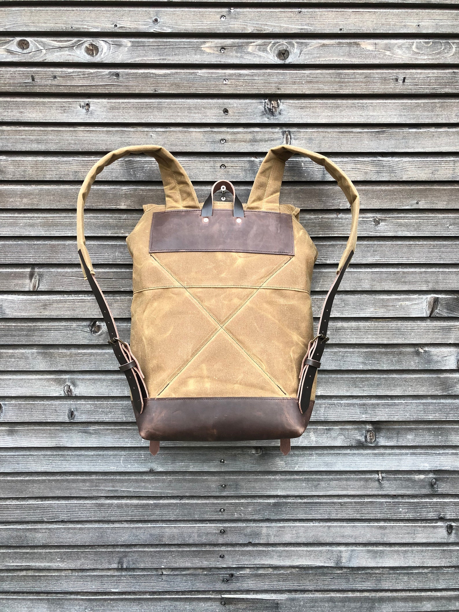 Backpack Waxed Canvas / Rucksack With Folded Top and Waxed - Etsy