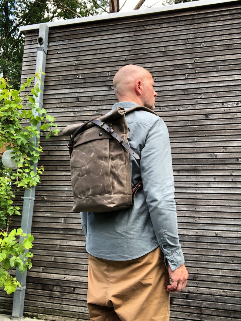 Field Tan Backpack Medium Size Rucksack in Waxed Canvas With | Etsy