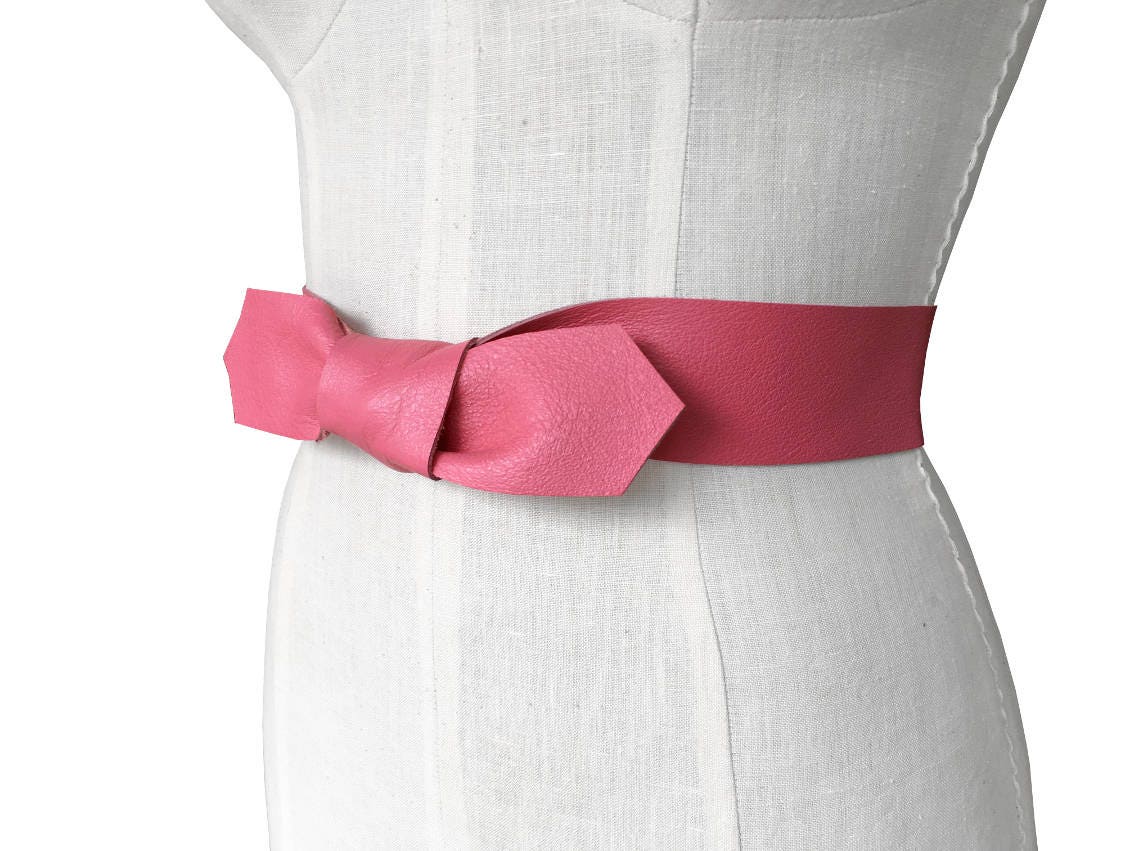 Pink Bow Belt Preppy Belt Party Belt Basic Leather Belt Leather Tie ...