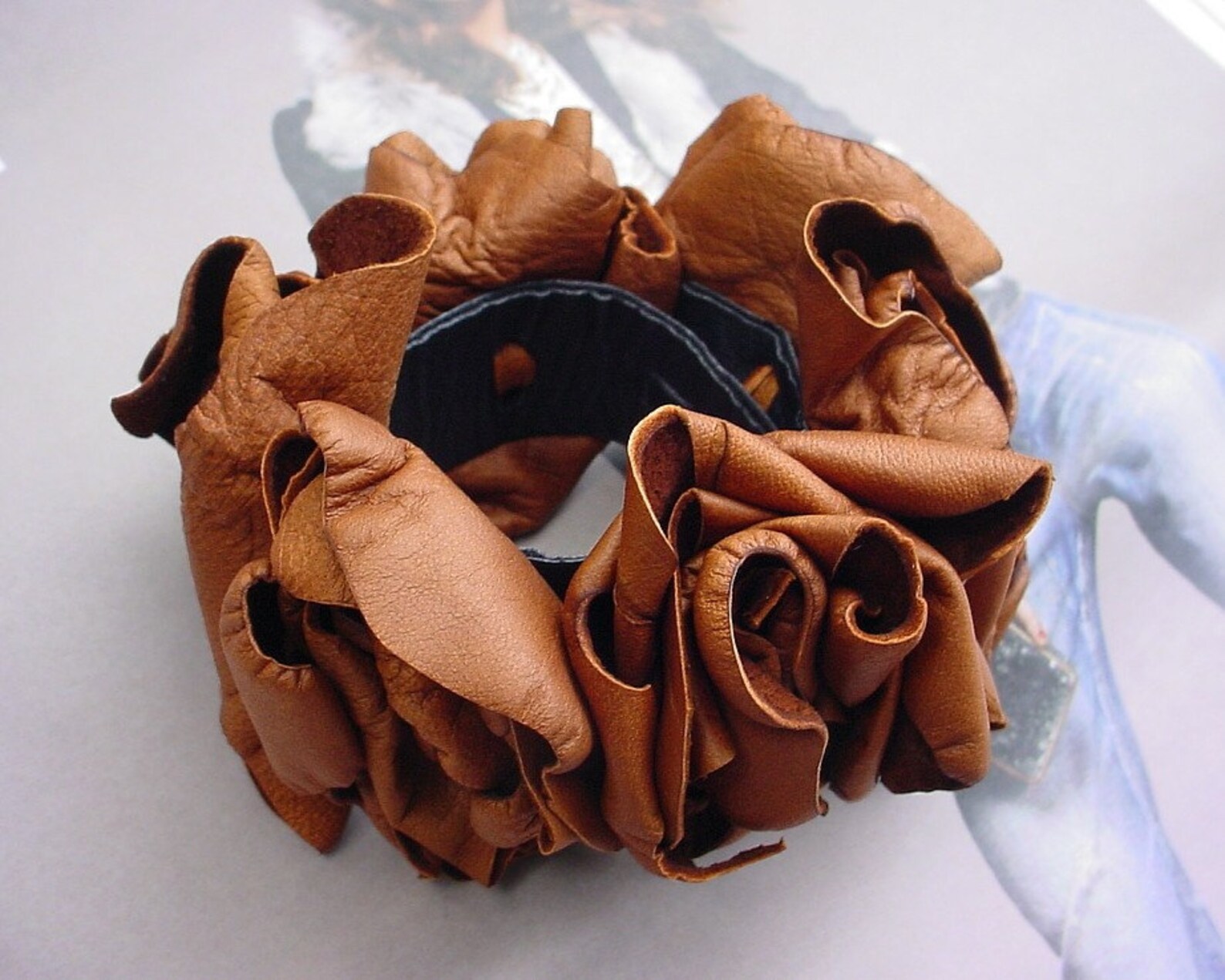 Infinity Flower Cuff - Leather Flowers Bracelet Cuff - Rustic Wedding ...