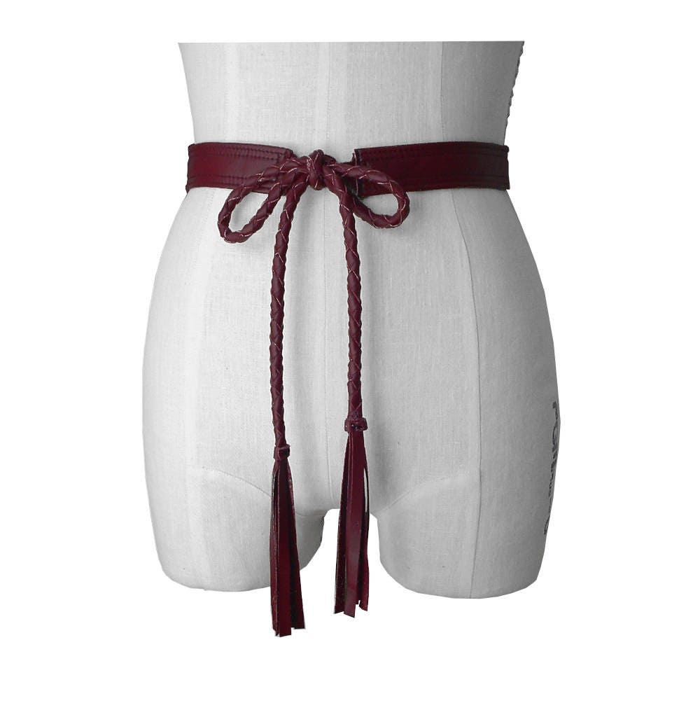 Braided Obi Belt, Braided Leather Belt, Leather Tie Belt, Tassel Belt ...