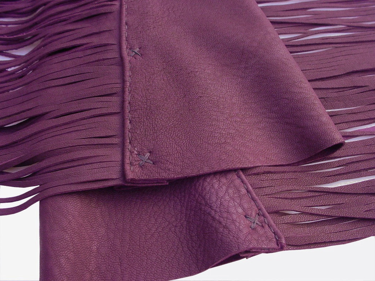 Leather Fringe Forearm Cuffs - Tattoo Covers - Eggplant Purple - Arm ...