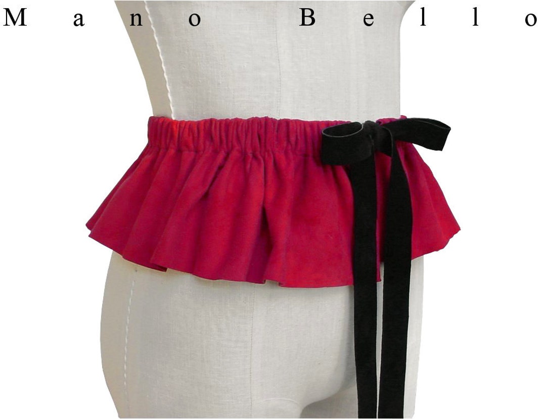 Leather Peplum Belt, Red Leather Ruffle Belt, Womens Suede Skirt Belt ...