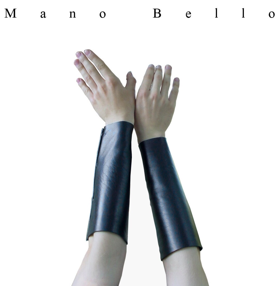 Soft Lambskin Leather Forearm Sleeves, Leather Forearm Cuffs in Black ...