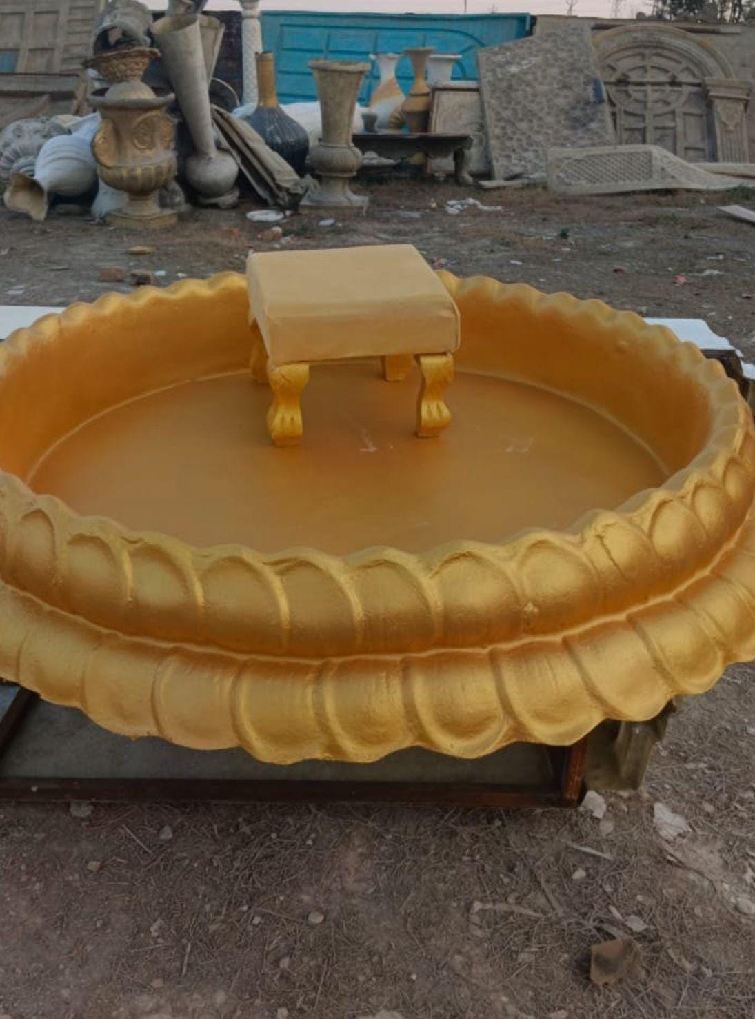 Fiber Lotus Flower Haldi Mehndi Iron Base Tub Urli for Wedding Decor ...