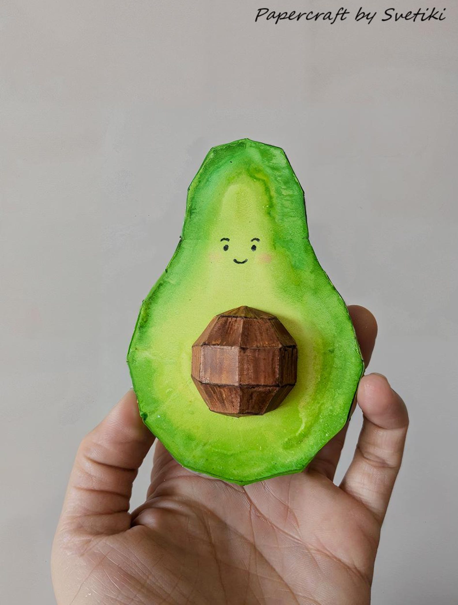 Papercraft Avocado, Paper Low Poly 3d Model, Creativity Kit, Creative ...
