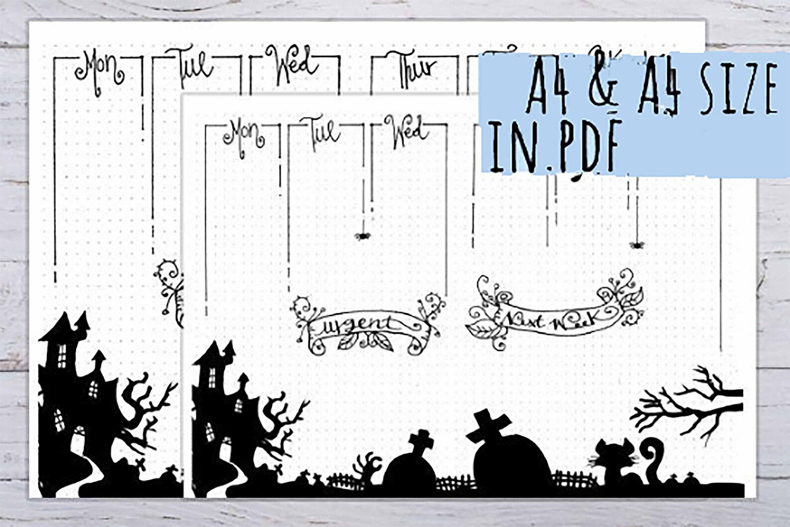 Halloween Spooky Weekly Printable Perpetual Template on - Etsy