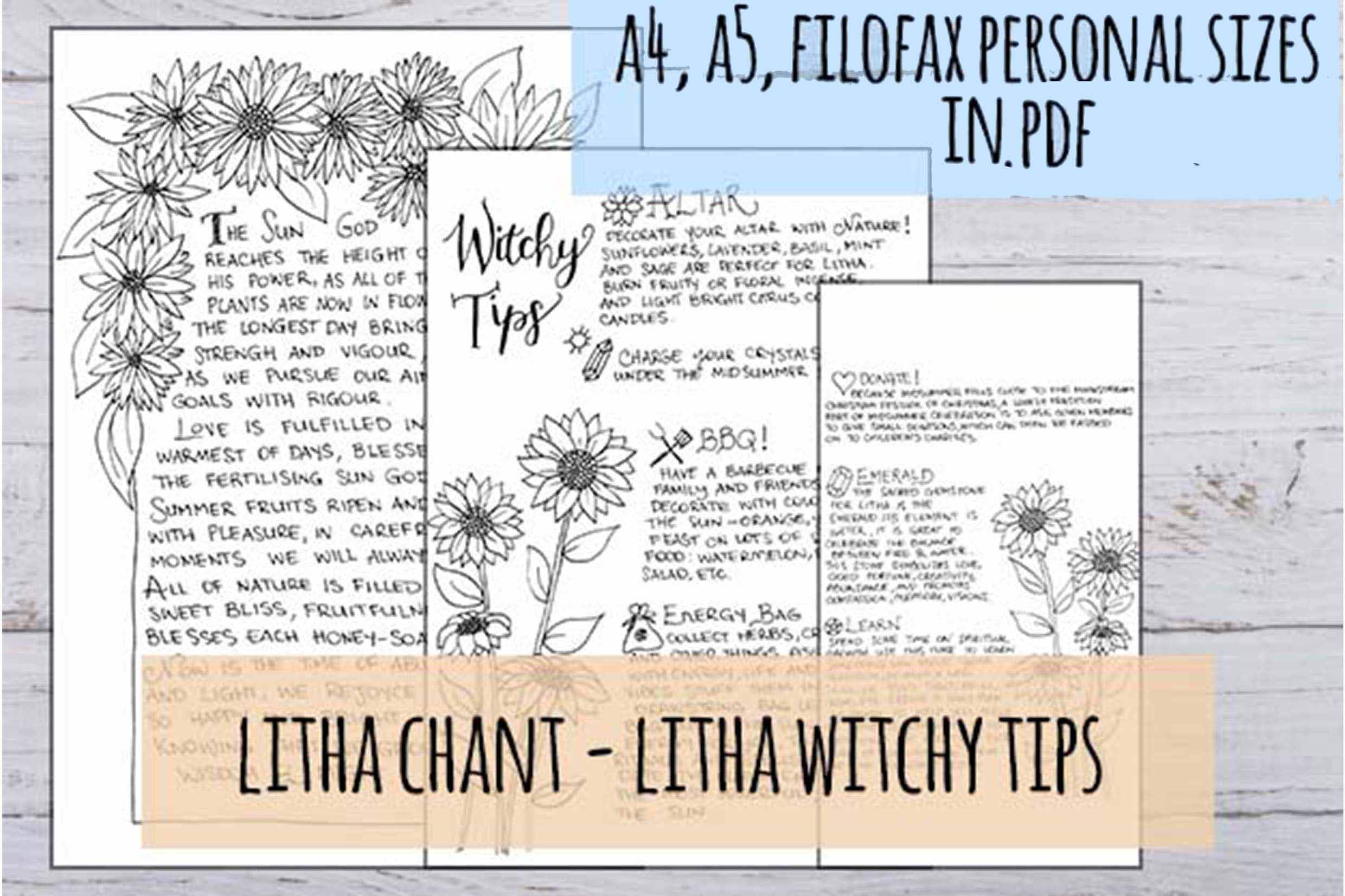 Southern Hemisphere Litha Book of Shadows: Hand-drawn Pages (printable ...