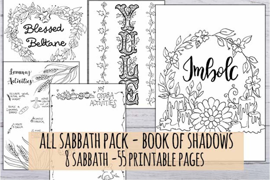 Sabbath Celebration! Printable Book of Shadows, 55 Hand Drawn Pages in ...
