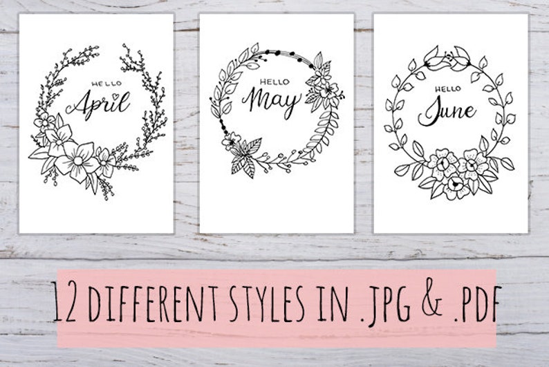 12 months cover journal pack Printable for your Bullet | Etsy