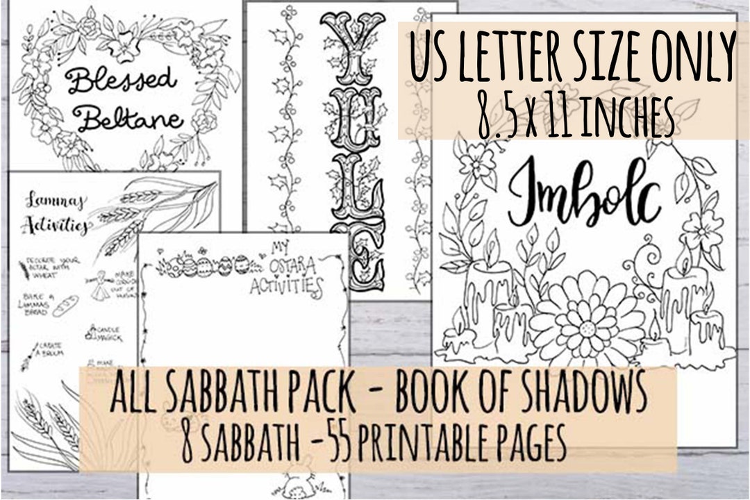 Sabbath Celebration! Printable Book of Shadows, 55 Hand Drawn Pages in ...